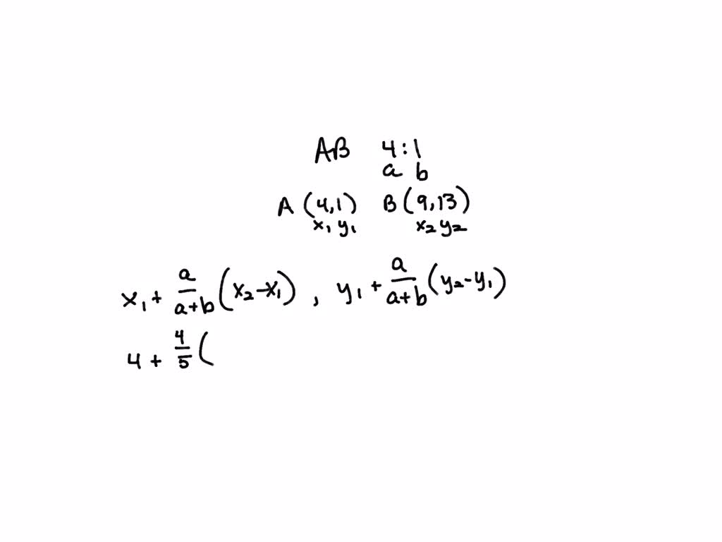 SOLVED: 'Point A is located at (4, 1) and point B is located at (9, 13)- What are the ...