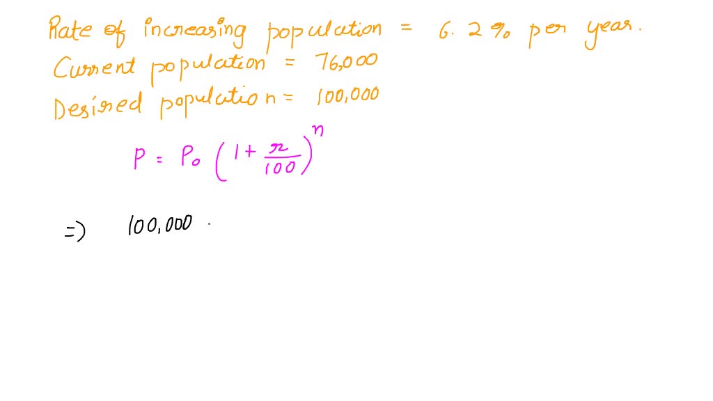 SOLVED: 15. The population of a town is increasing at a rate of 6.2% ...