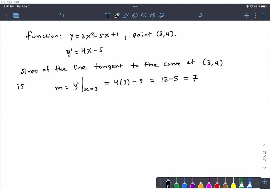 SOLVED: finf the gradients of the lines with y-intercept 1 that are tangents to the curve y=3x^2 ...