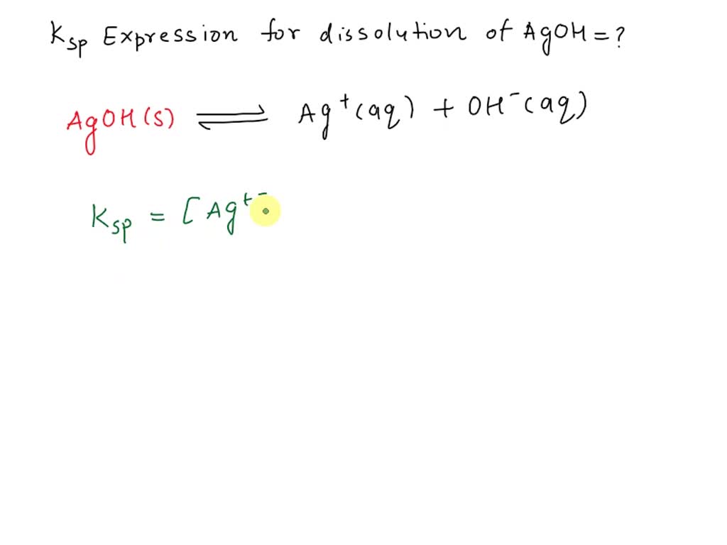 SOLVED: What is the Ksp expression for the dissolution of AgOH? Ksp ...