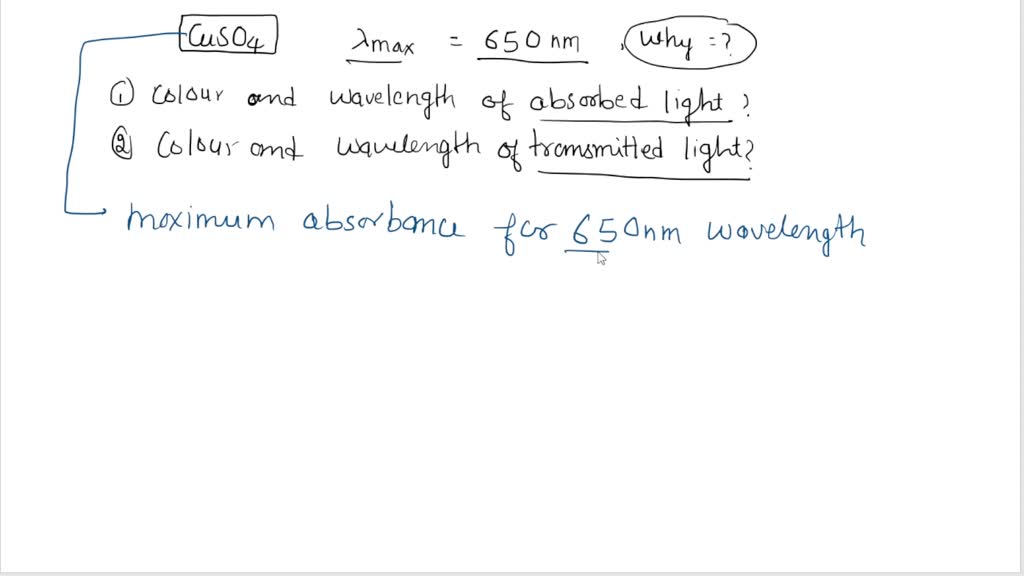 SOLVED: A wavelength of 650 nm was selected to measure the absorbance ...