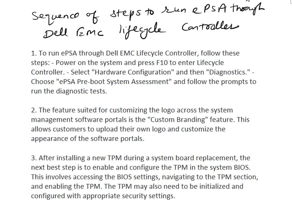 SOLVED: What is the correct sequence of steps to run ePSA through Dell ...