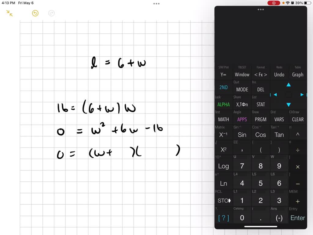 SOLVED: A rectangular plot is 6 meters longer than it is wide. The area of the plot is 16 square ...