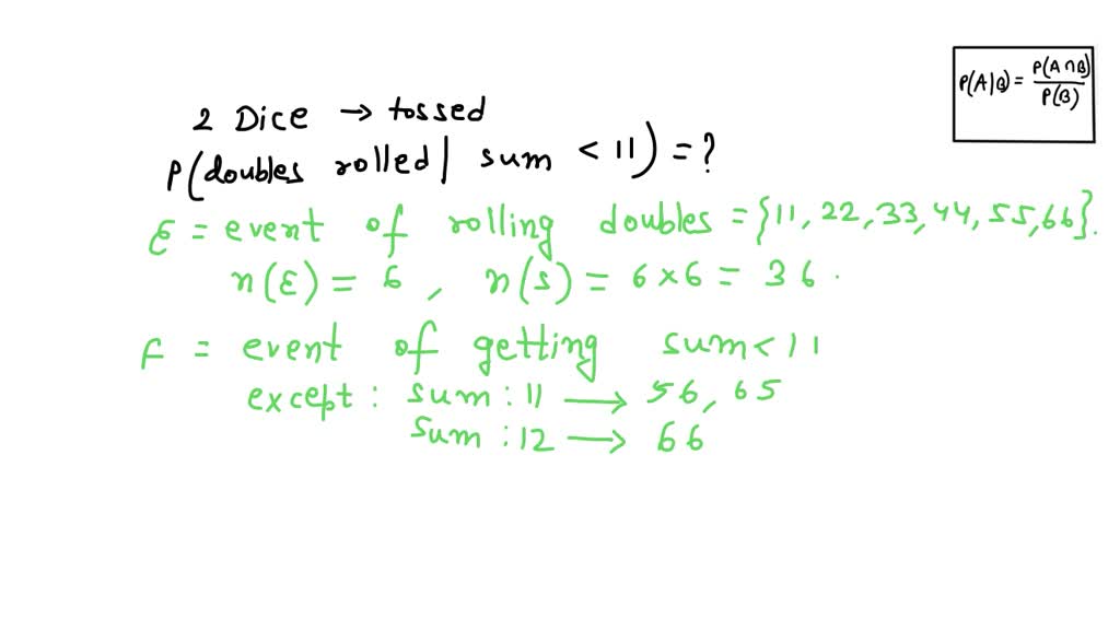 SOLVED: A pair of dice is tossed. What is the probability that doubles ...