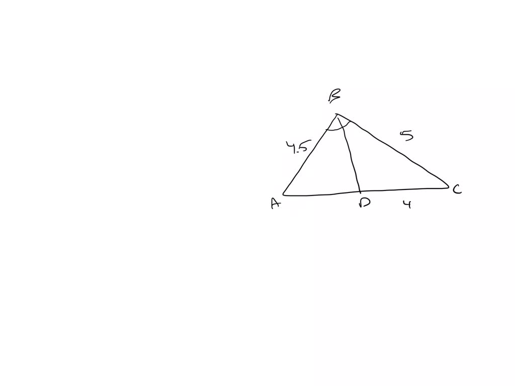 SOLVED: The figure shows triangle ABC. BD is the angle bisector of angle ABC. What is AD? The ...