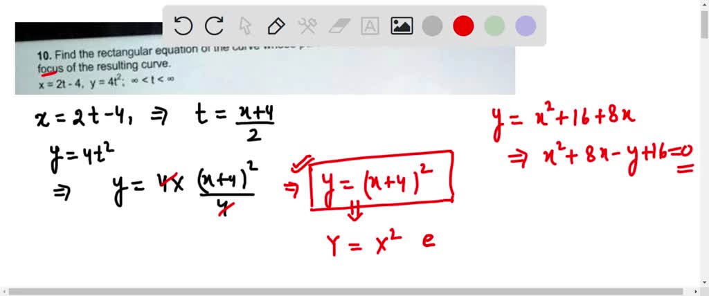 SOLVED:Focus: (20,() Asymptoles: Sketch the curve represented by the parametric equations ...