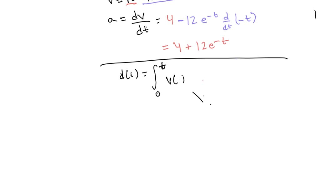 SOLVED: A particle moves in a straight line and, at time t, has velocity vms^∧-1 with v=4 t-12 e ...