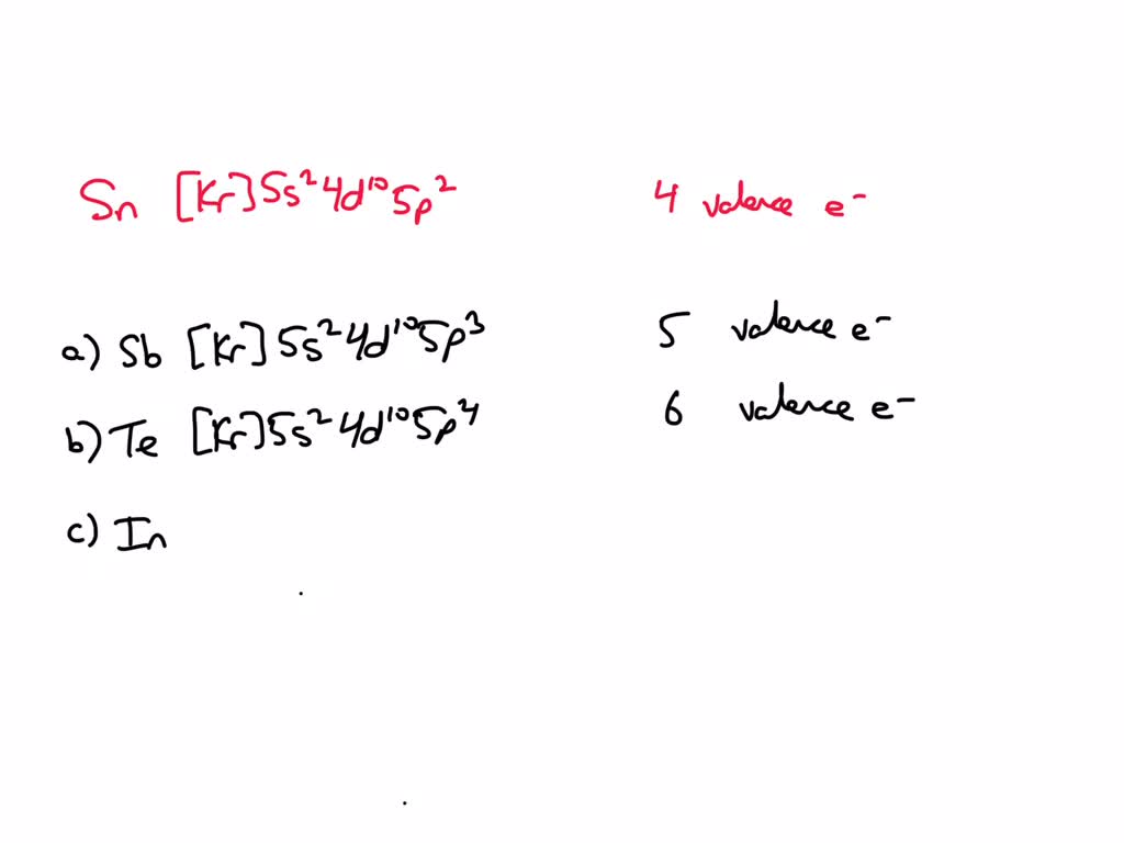 SOLVED: 5. An element that has the same valence electron configuration as tin is: a. antimony b ...