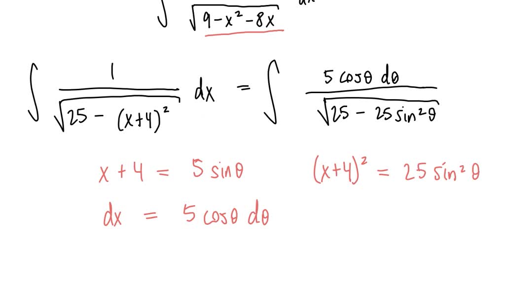 SOLVED: Find the general antiderivative of (1)/(√(9-x^2-8x)) (ask chat ...