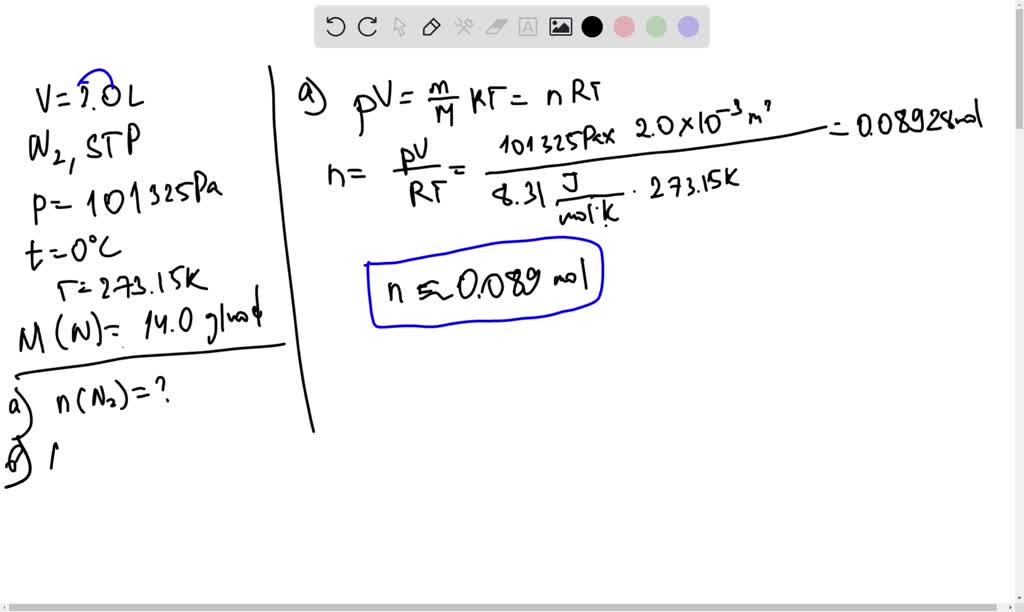 SOLVED: A jar holds 2.0 L of ideal nitrogen gas, N2, at STP. The atomic mass of nitrogen is 14.0 ...