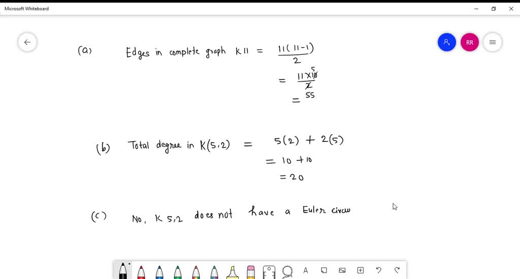 SOLVED: How many edges does the complete graph K11 have? What is the total degree of the ...