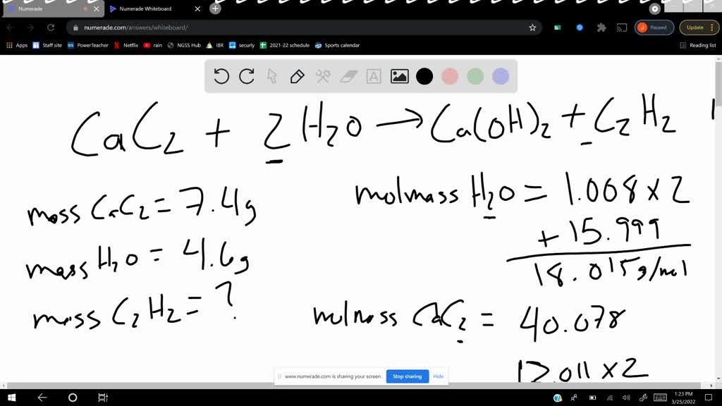 SOLVED: Calcium carbide (CaC2) reacts with water to produce acetylene ...