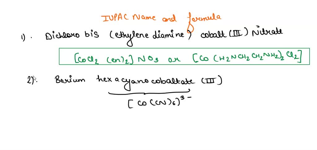 SOLVED: Write the formula or name for the following: Dichlorobis ...