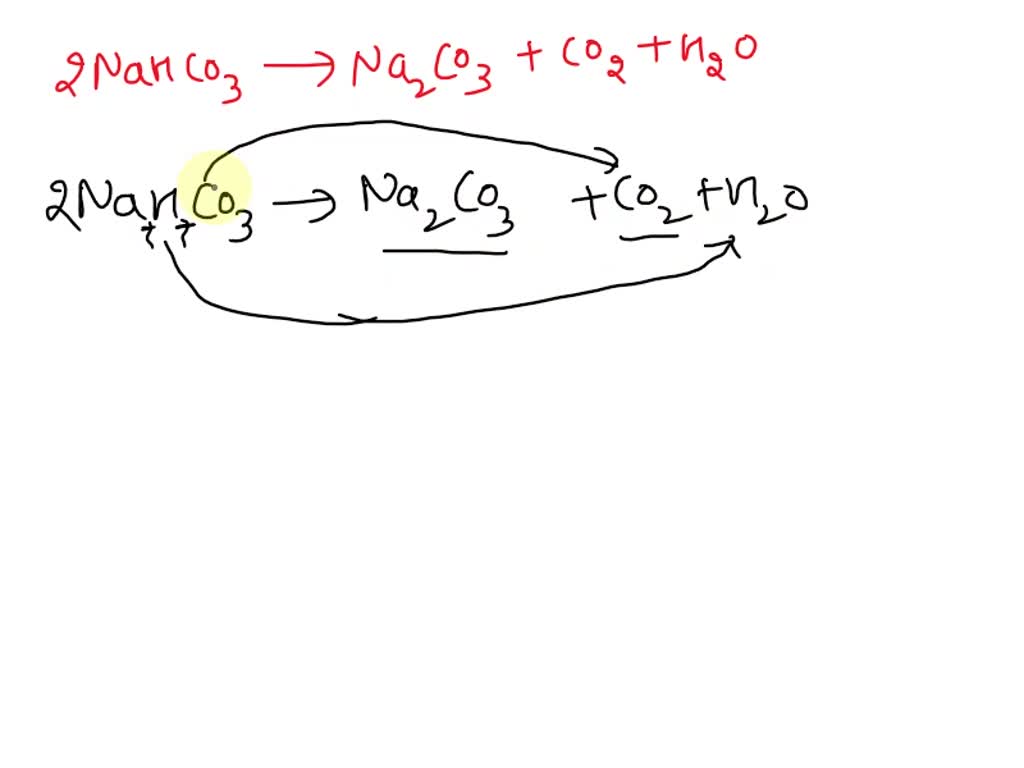 SOLVED: What type of reaction is the following? 2NaHCO3 â†’ Na2CO3 + CO2 + H2O Metathesis Single ...