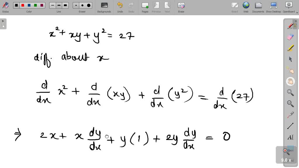 Consider the curve defined by x^2+xy+y^2=27. Write an expression for the slope of the curve at ...