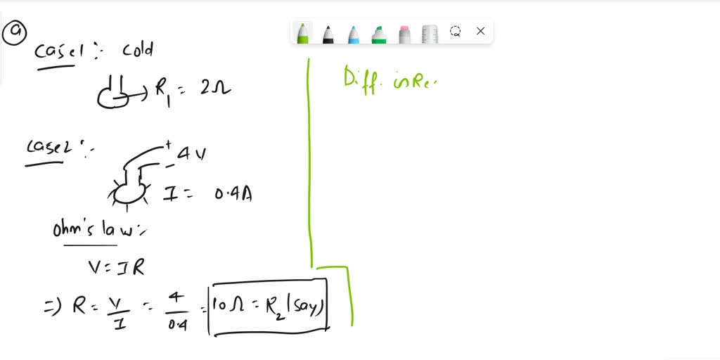 A small bulb has a resistance of 2 ohms when cold. It takes a current of 0.4A from a source of ...