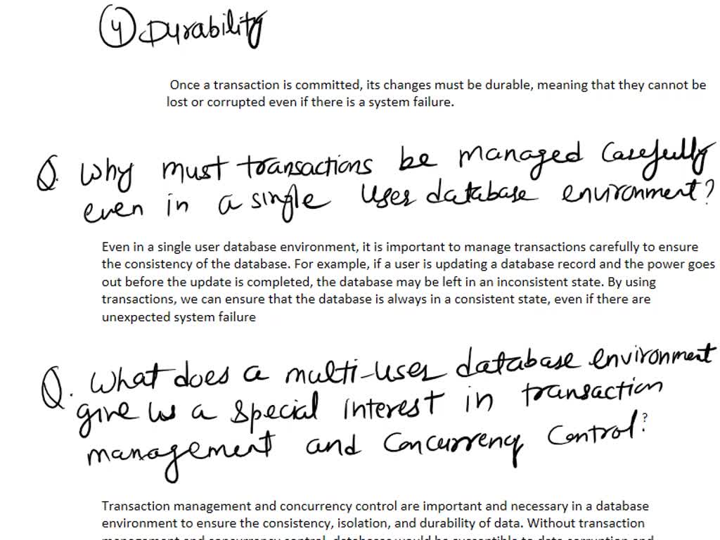 Solved In The Context Of Database Systems Transaction Control Is 1901