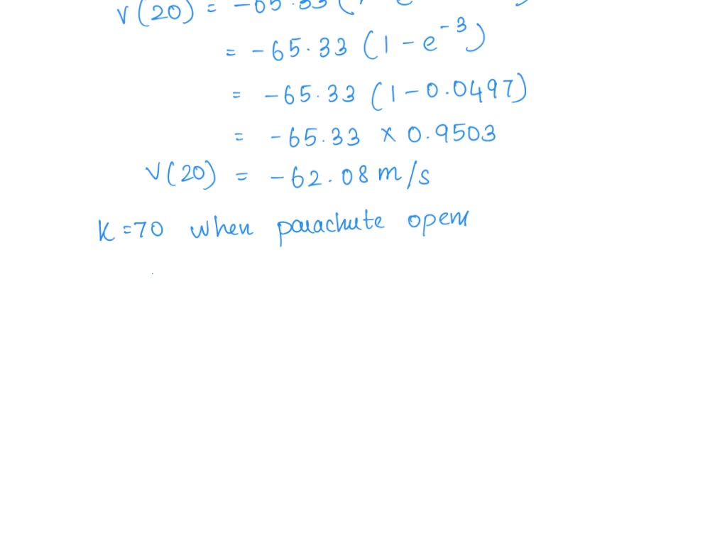 SOLVED: Use Eq. (3) as a model for free-fall with air resistance. A 80 -kg skydiver jumps out of ...