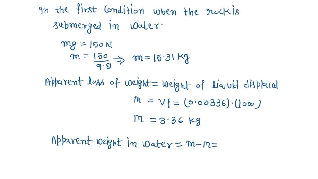 SOLVED: An object weighs 30 N. When fully submerged, its apparent ...