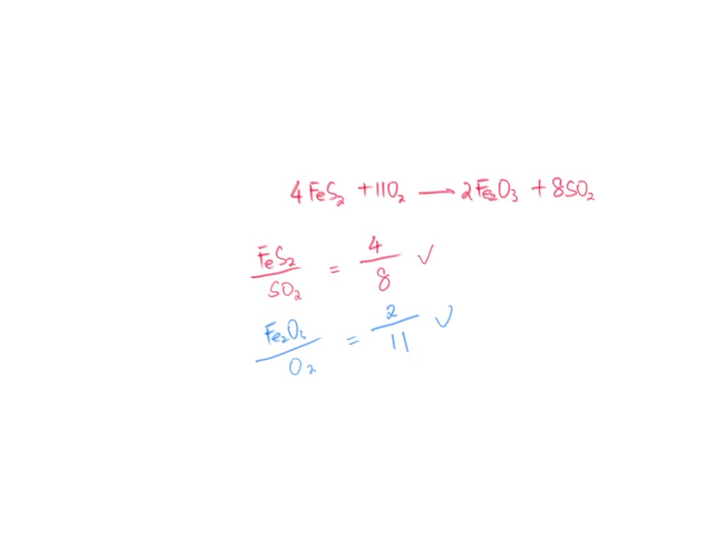 Solved Consider The Following Balanced Reaction Equation Fes2 11 O2