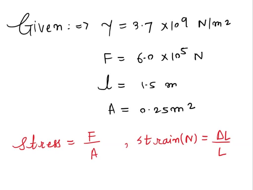 SOLVED: Young's modulus of nylon is 3.7 × 109 N/m2. A force of 6.0 × ...
