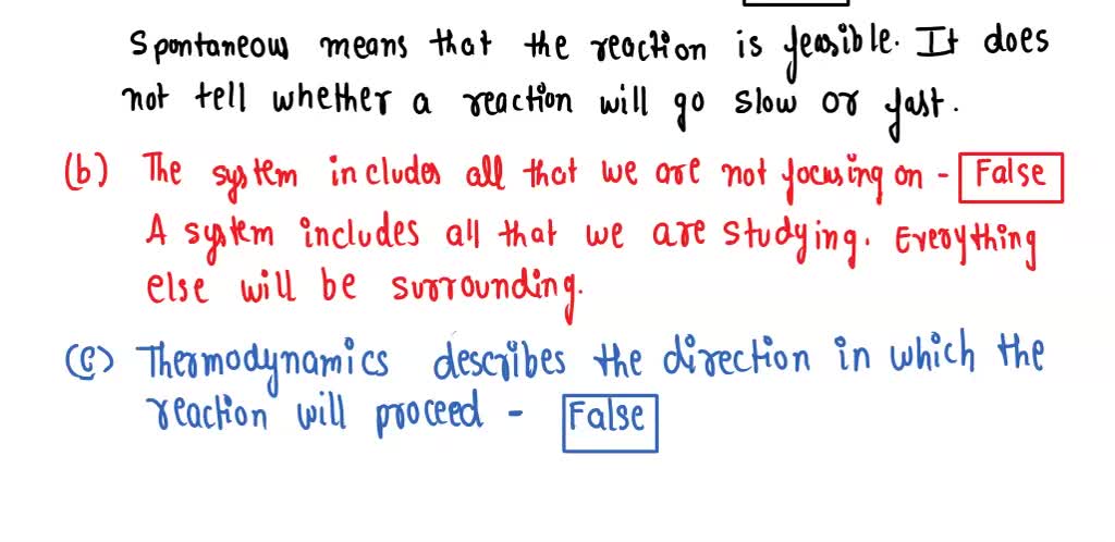 SOLVED: Thermodynamic Systems and Spontaneity The definition of the ...