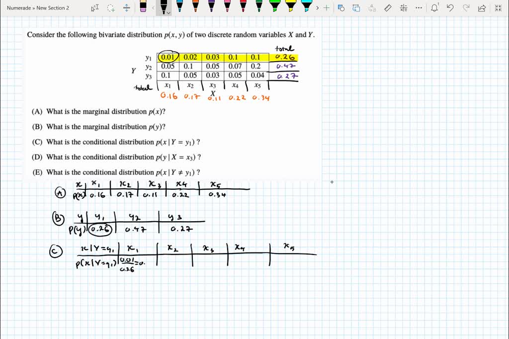 SOLVED: Consider the following bivariate distribution p(x,y) of two ...