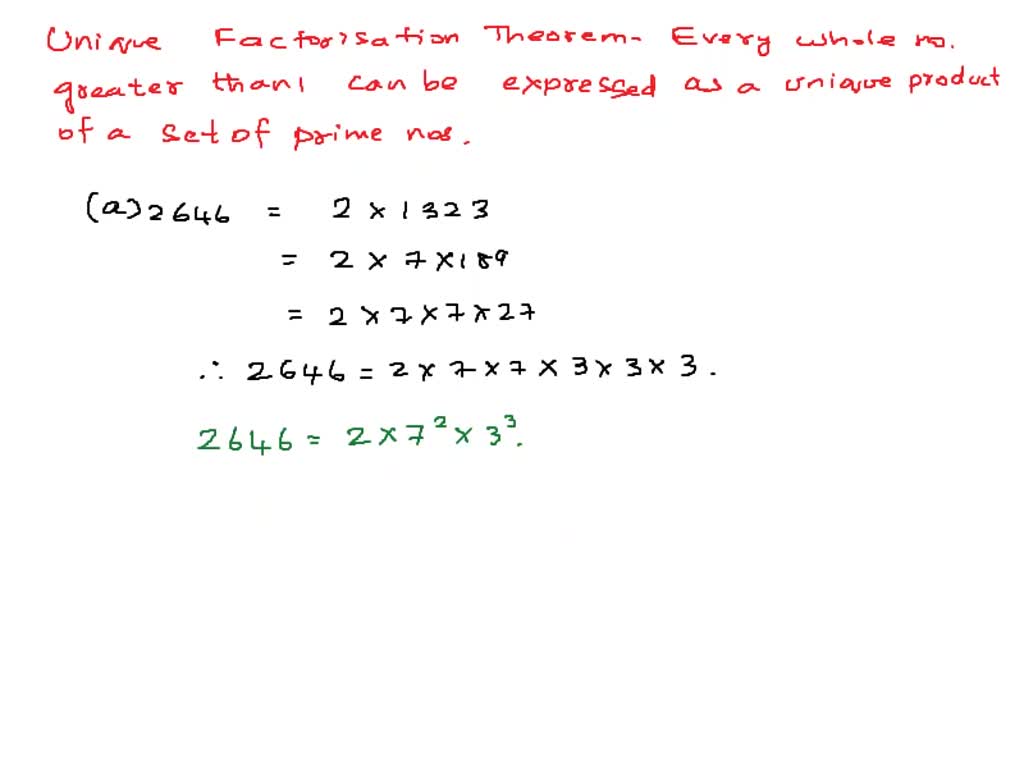SOLVED Use The Unique Factorization Theorem To Write The Following