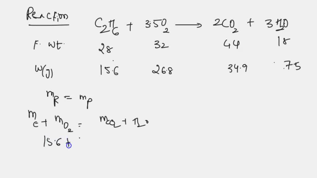 SOLVED: Gaseous ethane (CH3CH3) reacts with gaseous oxygen gas O2 to ...