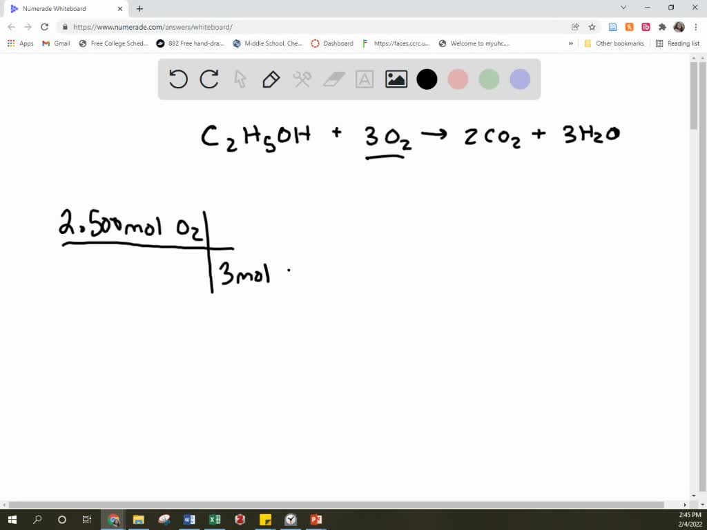 SOLVED: C2H5OH(l) + 3O2(g) –> 2CO2 + 3H2O How many moles of ethanol ...