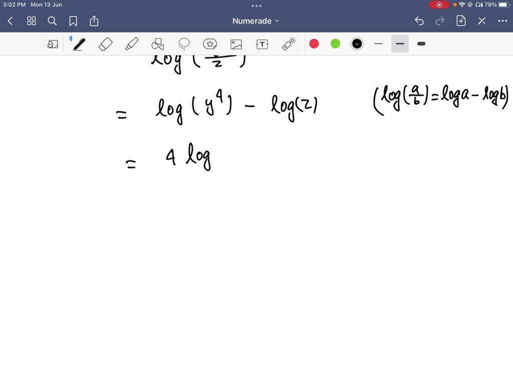 SOLVED: Use the properties of logarithms to expand log Each logarithm ...