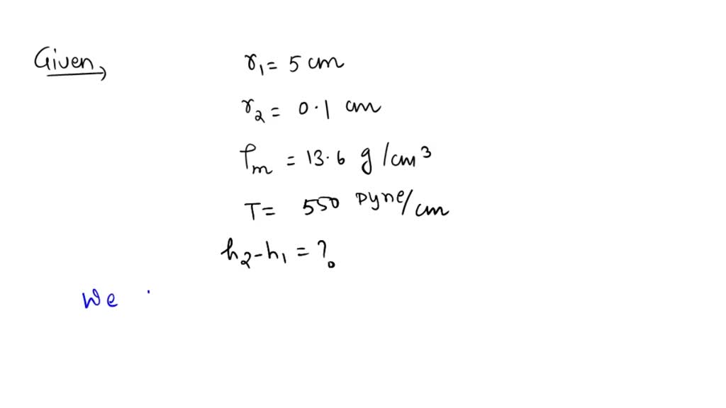 SOLVED: A vertical U tube has two limbs of unequal radii are 5 cm and 0 ...