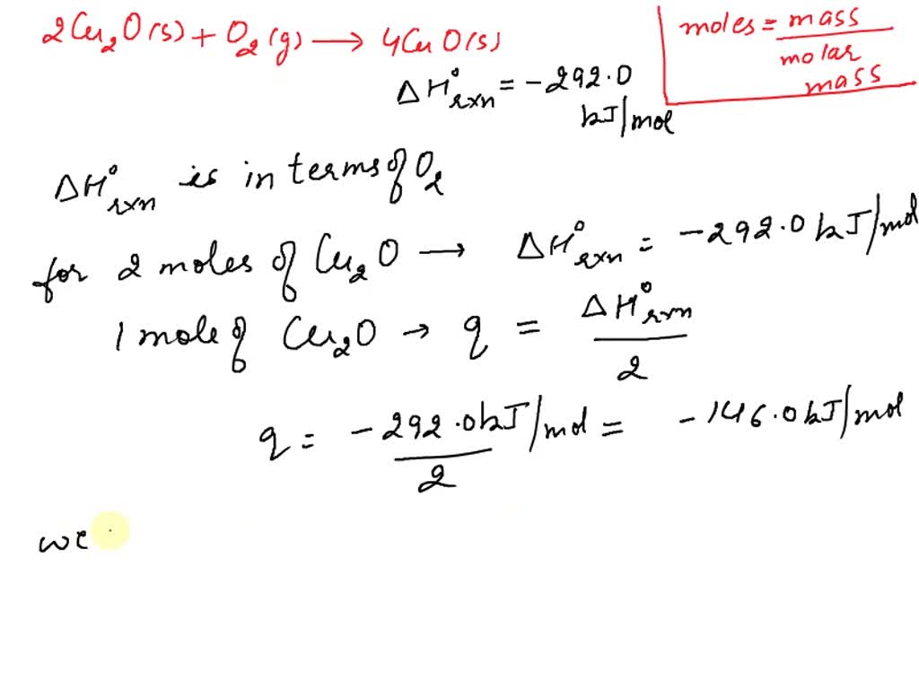SOLVED: The oxidation of copper(I) oxide, Cu2O(s), to copper(II) oxide ...
