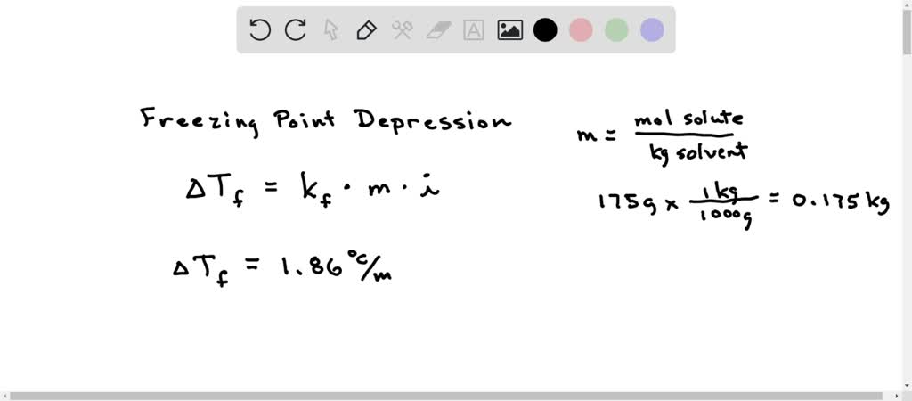 Determine the freezing point of a solution which contains 0.31 mol of ...