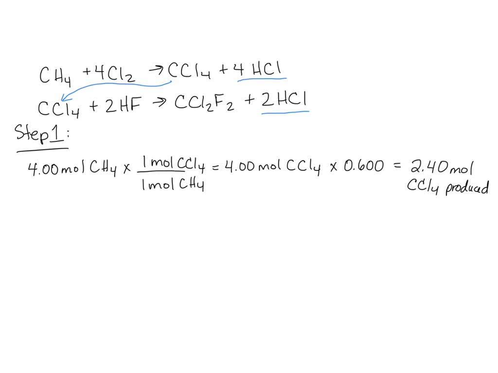 SOLVED: Each step in the following process has a yield of 70.0%. CH4 ...