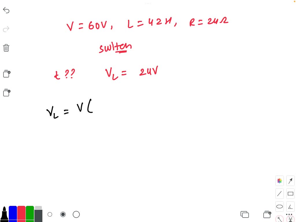 SOLVED: An LR circuit contains an ideal 60-V battery, a 42-H inductor ...