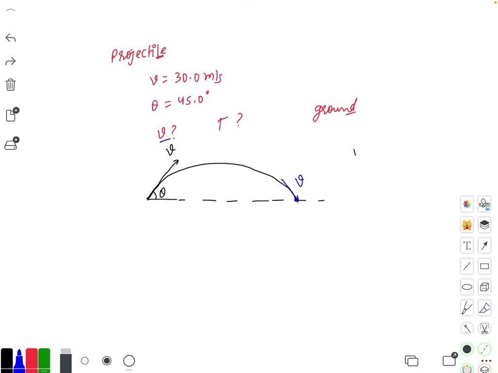 Solved A Projectile Is Projected From The Origin With A Velocity Of 30 0 M S At An Angle Of 45