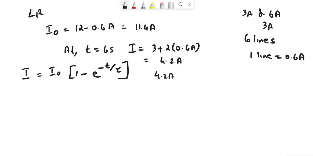SOLVED: The vS t graph shown below is for an LR circuit with a battery: I(A) 12 Determine the ...