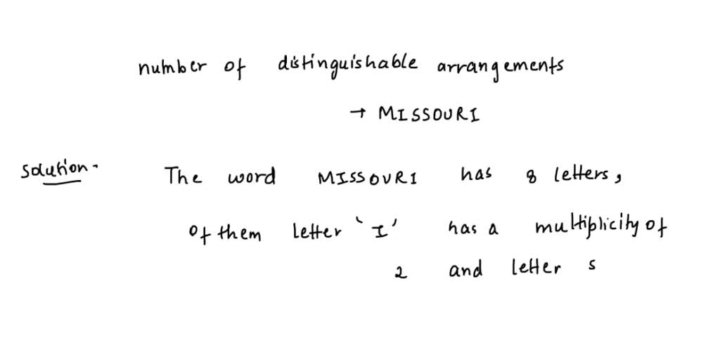 SOLVED: Find the number of distinguishable arrangements of the word ...