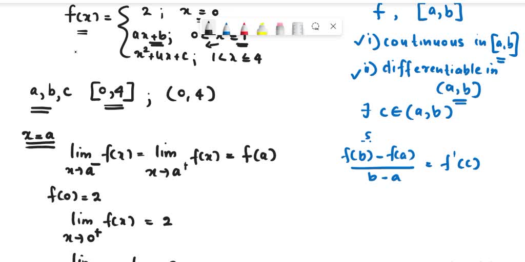 SOLVED: Determine the values a, b, and c such that the function f satisfies the hypotheses of ...