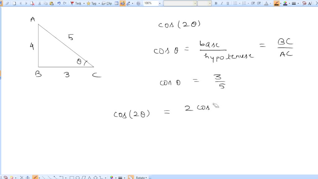 SOLVED: Use the figure to find the exact value of the trigonometric function cos 20. 0 A 25 25 2 5