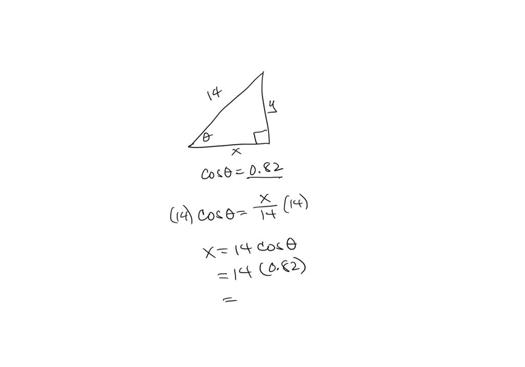 SOLVED: Consider the right triangle shown below: The hypotenuse of the triangle is = 14cm long ...