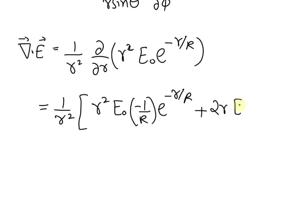 SOLVED: 2) A volume charge density given as p = ar2 (where a is a constant) is distributed in a ...