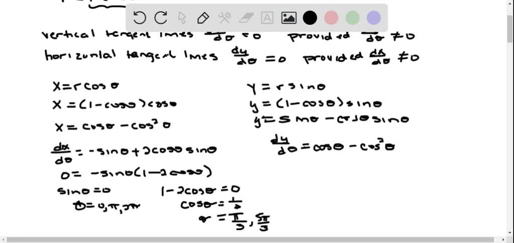 Solved Find The Horizontal And Vertical Tangents To The Graph Of The Cardioid R1 Cosθ 0 ≤θ≤ 2 π