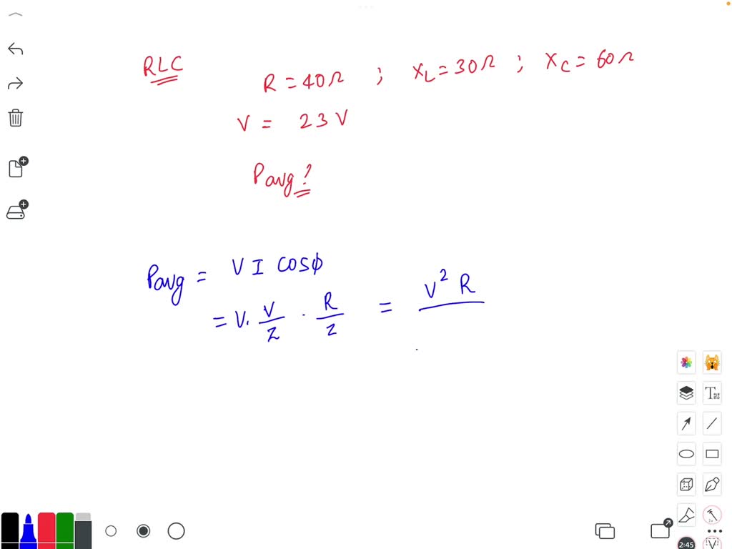 SOLVED: In a series RLC circuit, R=40 Ω, XL=30 Ω and XC=60 Ω. The AC generator provides a ...