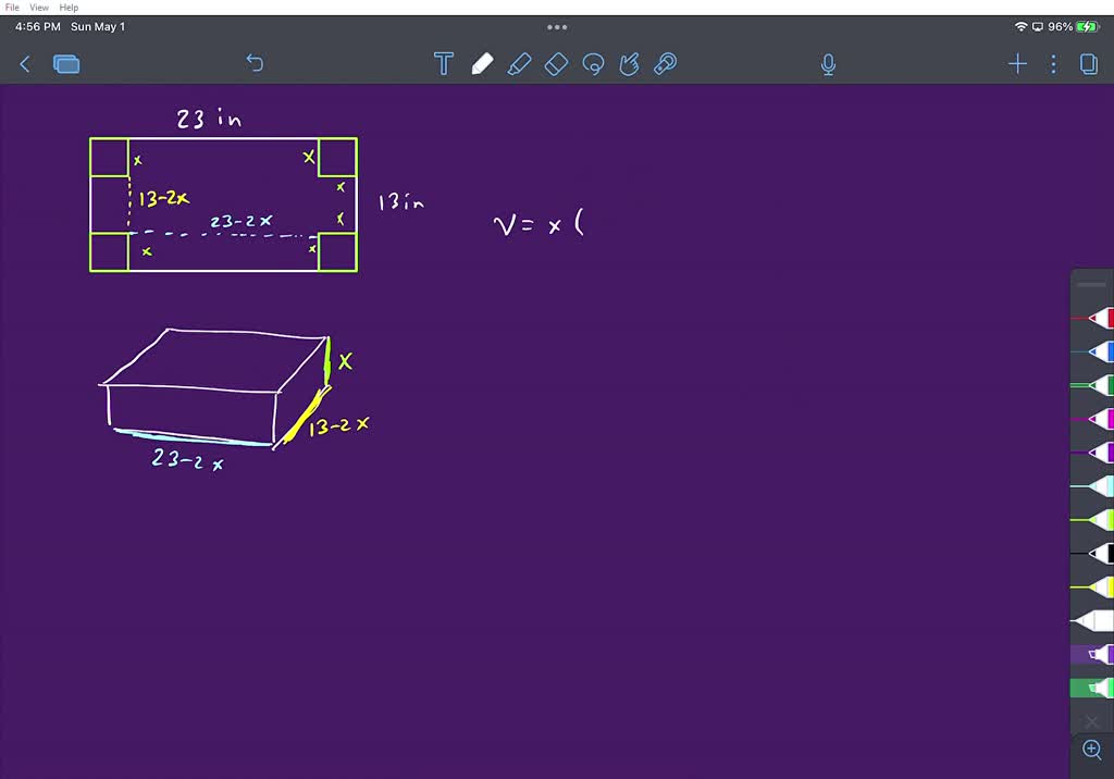 SOLVED: Find the dimensions of the open rectangular box of maximum ...