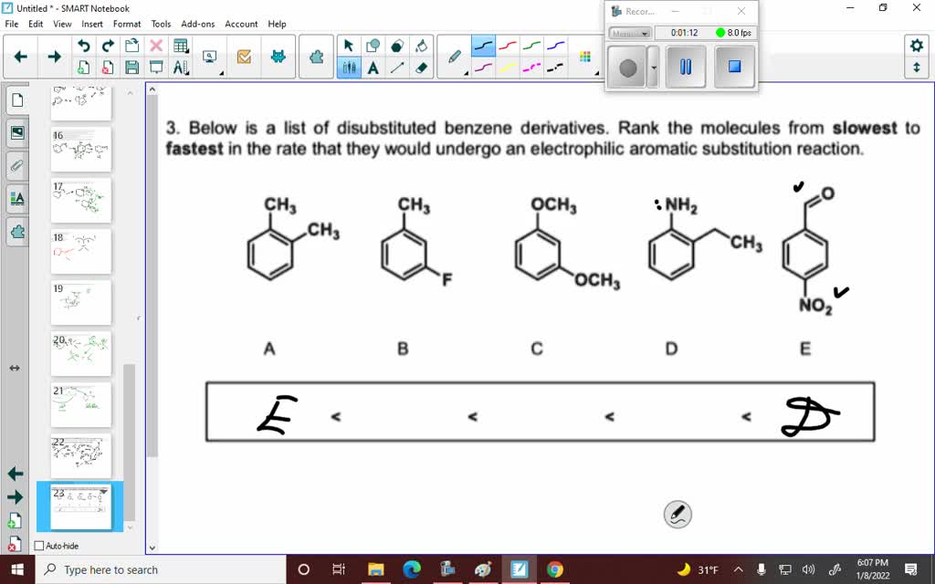 SOLVED: Below is a Iist of disubstituted benzene derivatives Rank the ...