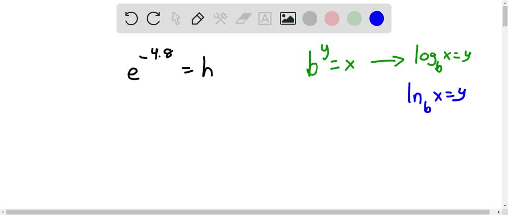 SOLVED: 4.8 Rewrite e^h as an equivalent logarithmic equation. Enclose arguments of functions in ...