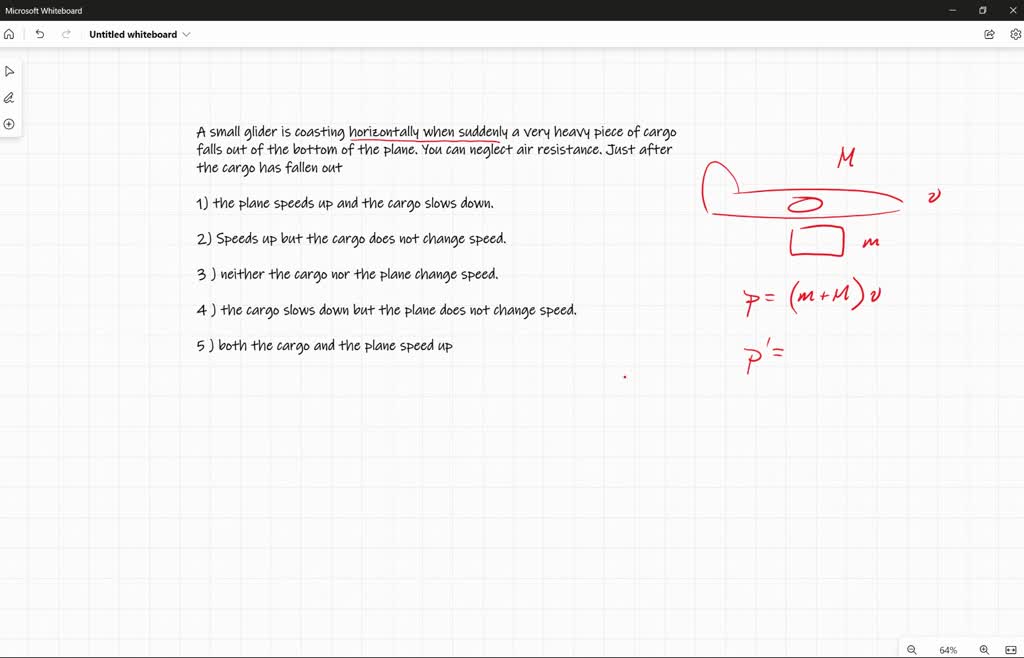 SOLVED: A small glider is coasting horizontally when suddenly a very heavy piece of cargo falls ...