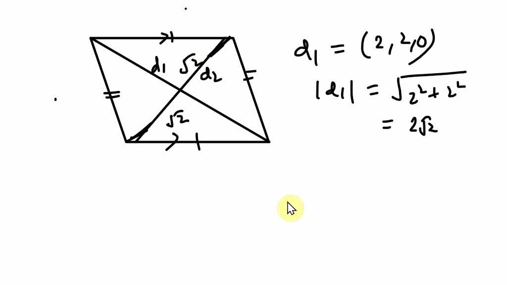A parallelogram has diagonals determined by the vectors below. Show ...